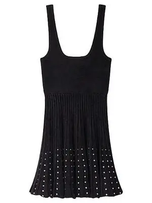 Sandro Rhinestone-embellished Knitted Mini Dress - Black