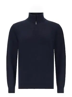 Boggi Milano Merino Wool Half-zip Jumper - Navy Blue