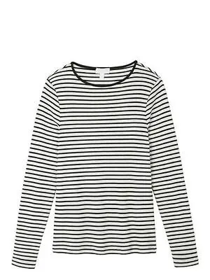 THE WHITE COMPANY Striped Long-sleeve Stretch-knit Top - White/navy
