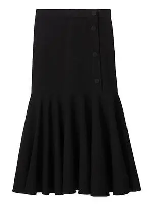 Sandro High-rise Stretch-woven Midi Skirt With Ruffle Hem - Black