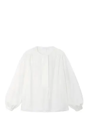 THE WHITE COMPANY Round-neck Relaxed-fit Woven Blouse - White