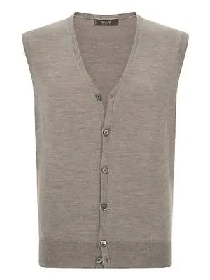 Boggi Milano Merino Wool V-neck Waistcoat - Taupe