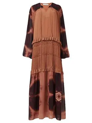 LEEM Printed Woven Maxi Kaftan - Brown