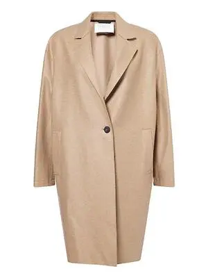 Harris Wharf London Oversized Cashmere Flannel Coat - Beige