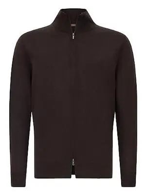 Boggi Milano Merino Wool Mock Neck Jumper - Brown