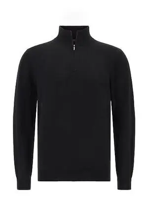 Boggi Milano Merino Wool Half-zip Jumper - Black