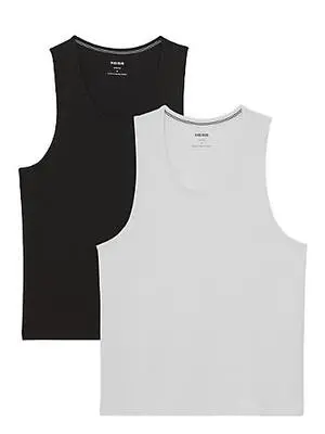 REISS Set Of Two Stretch Jersey Vests - White Black