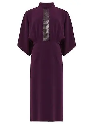 LEEM Woven Midi Dress With Embellishments - Purple