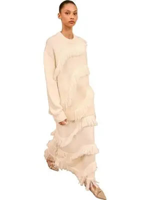 Ulla Johnson Ina Oversized Fringe Pullover - Cowrie