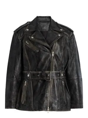 STAND STUDIO Leona Leather Biker Jacket - Black
