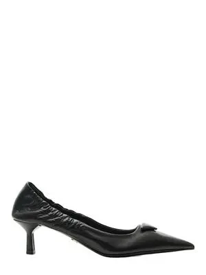 Prada Leather Kitten Heel Pumps - Black