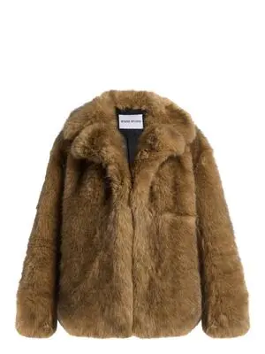 STAND STUDIO Valentina Faux Fur Jacket - Brown