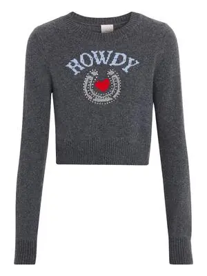 CINQ À SEPT Cinq A Sept Cropped Graphic Sweater