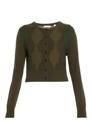 Vince Cashmere And Wool Argyle Cardigan - Herba/fore