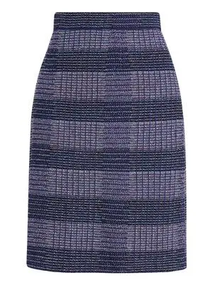 Misook Plaid Knit Straight Skirt - Lazuli Blu