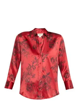 L'Agence Painterly Floral Dani Silk Blouse - Brgndy Pai