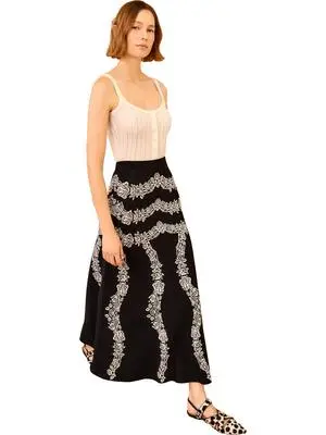 Ulla Johnson Valencia Jacquard Knit Midi Skirt - Noir