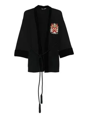 Alberta Ferretti Embroidered Velvet Cardigan - Black