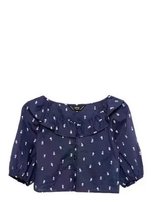 TO B. BY AGNÈS B. Floral Embroidered Blouse - Blue