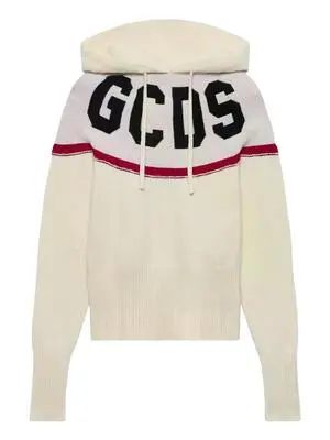 Gcds Logo Hooded Jumper - Neutrals