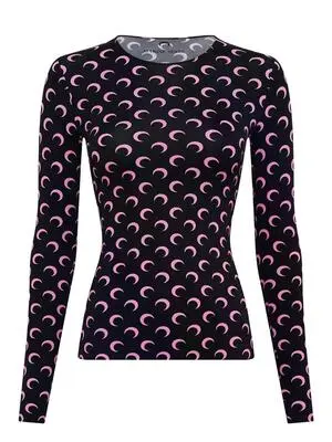 MARINE SERRE Moon Print Jersey Top - Black