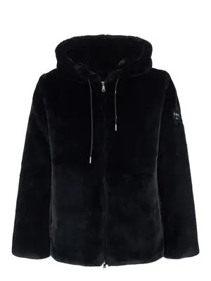 TATRAS Faux Fur Hooded Jacket With Logo Patch