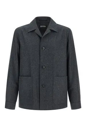 Zegna Alpe' Wool Flannel Jacket Gray