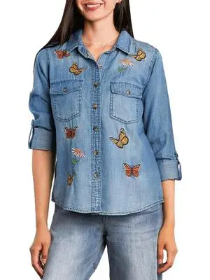 BILLY T Butterfly Denim Shirt