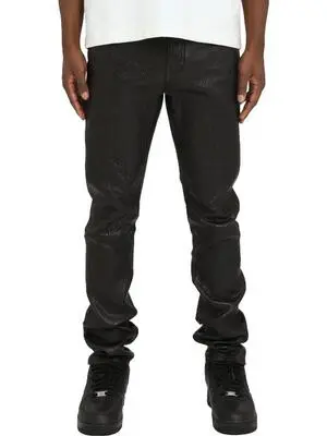 PURPLE BRAND Stretch Leather Skinny Fit Pants - Black