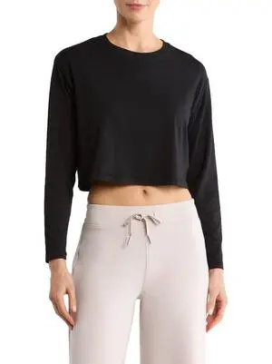 Spanx Long Sleeve Crop T-shirt - Very Black