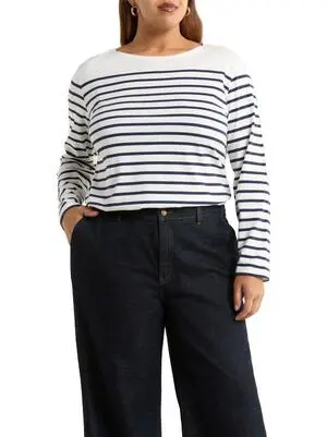 SEASALT CORNWALL Sailor Stripe Organic Cotton T-Shirt