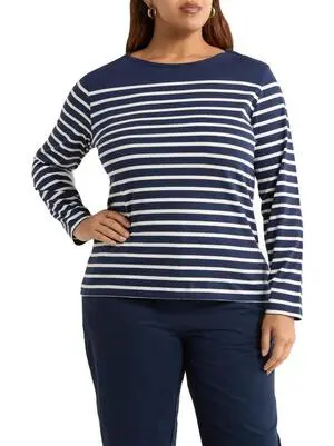 SEASALT CORNWALL Sailor Stripe Organic Cotton T-shirt - Falmouth Breton Maritime Chalk