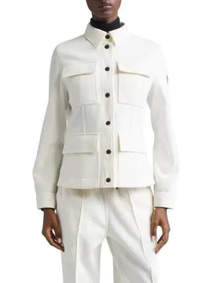 Moncler Jersey Interlock Shirt Jacket - White