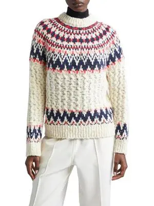 Moncler Fair Isle Crewneck Sweater - White