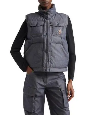 Moncler Knysna Denim Down Puffer Vest - Blue