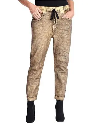 Alembika Metallic Boyfriend Jogger Jeans - Gold