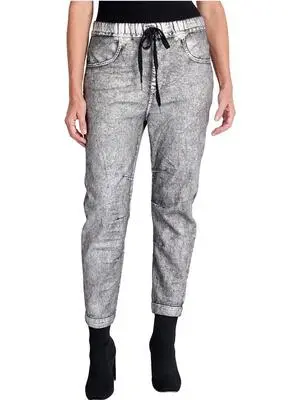 Alembika Metallic Boyfriend Jogger Jeans - Silver