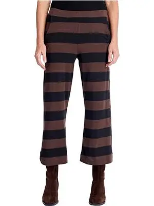 Alembika Striped Cropped Pants - Brown