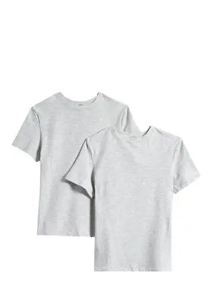 SKIMS 2-Pack Stretch Cotton Jersey T-Shirt Light Heather Grey