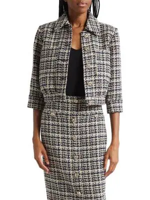 L'Agence Jia Crop Tweed Jacket - Midnight Multi Tweed