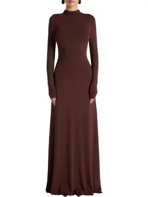 Naked Wardrobe Long Sleeve Maxi Dress - Chocolate