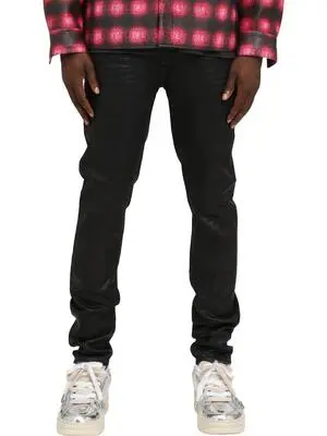 PURPLE BRAND Coated Indigo Skinny Fit Jeans - Black