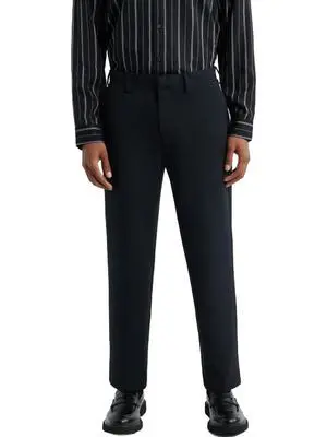 OPEN EDIT Flat Front Tapered Stretch Twill Dress Pants - Black Caviar