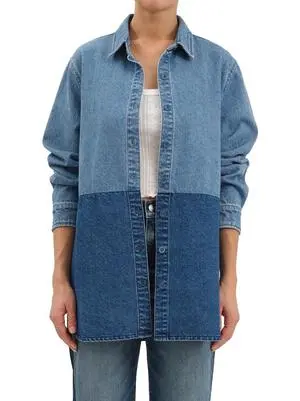 DAZE DAZE Double Time Colorblock Denim Shirt