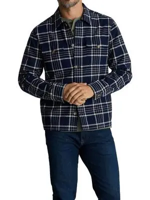 UNTUCKIT Whitacker Regular Fit Plaid Cotton Button-up Overshirt - Navy White