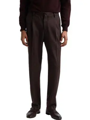Sunspel Pleated Boiled Wool Trousers - Truffle