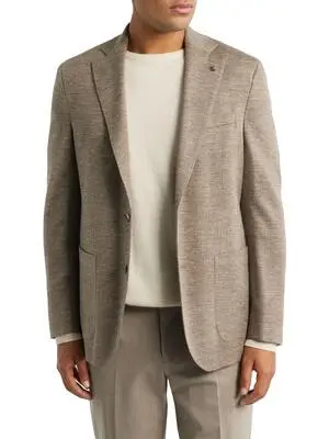 JACK VICTOR Hartford Knit Wool & Silk Blend Mélange Sport Coat - Tan
