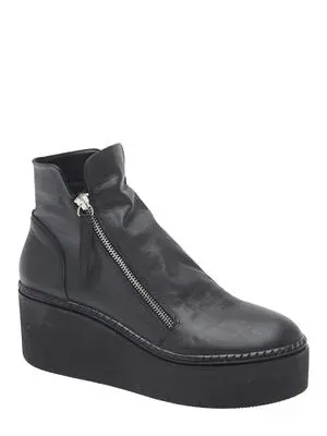 Steve Madden Drift Platform Wedge Bootie - Black Leather
