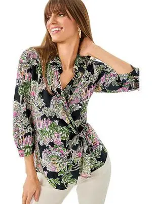 Lilly Pulitzer Casia Wrap Tunic - Onyx Pb Anniversary Toile