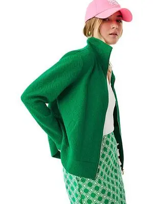 Lilly Pulitzer® Eleni Zip-up Jacket - Bamboo Green Butterfly Quilted Knit